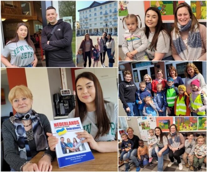 Vier Oekraïense moeders, een Poolse vader, met kinderen in d ...