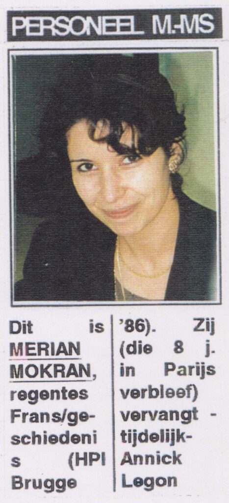 Mériem Mokran, lerares Frans in het Maerlant-ath., trad 25 j. geleden ...